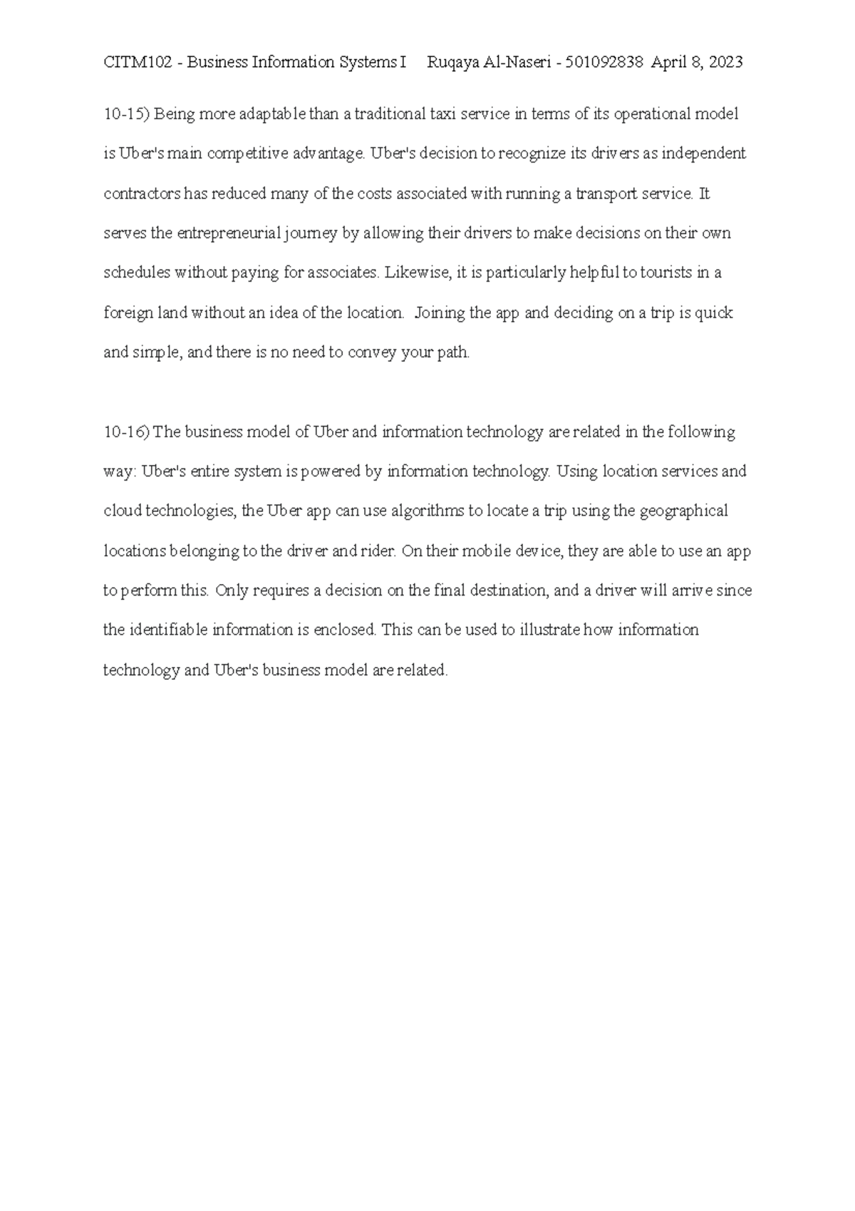 RA Case 4 - case study - CITM102 - Business Information Systems I ...