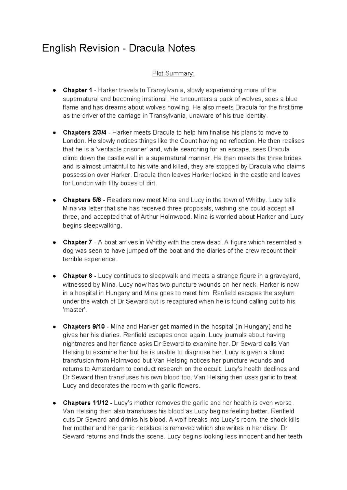 A-Level English Revision - Dracula Notes - English Revision - Dracula ...