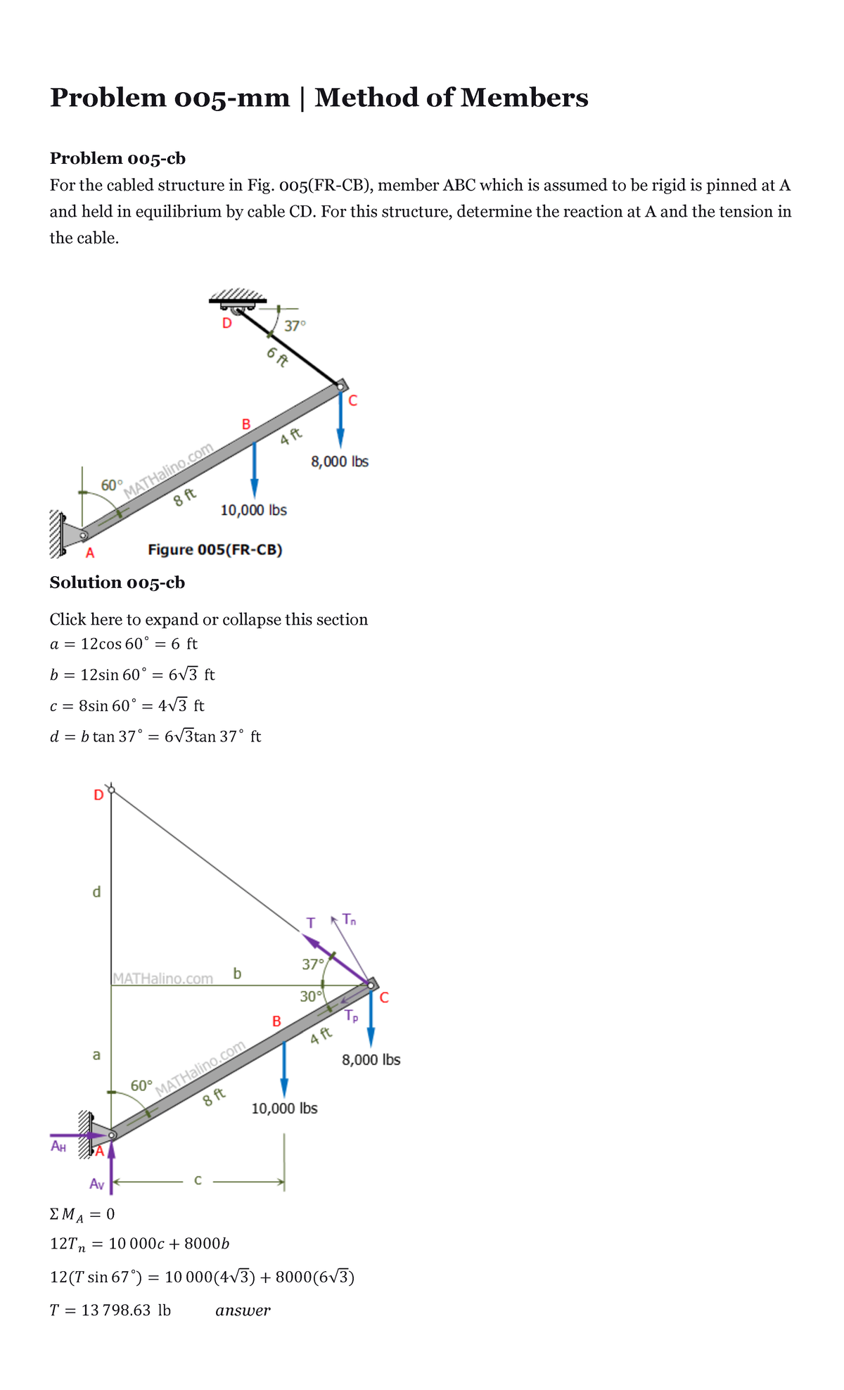 Problem 005-mm Method of Members MATHalino - Problem 005-mm | Method of ...