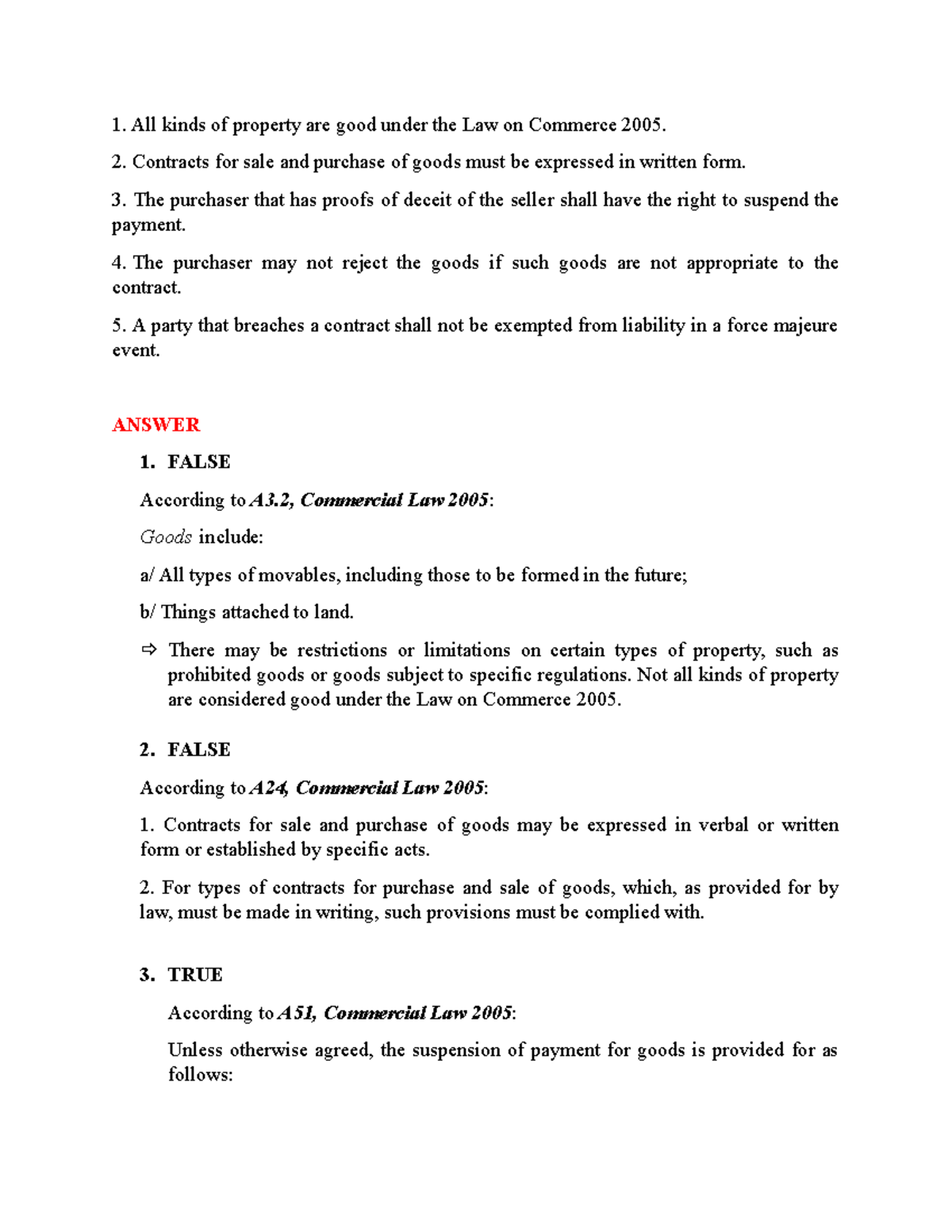 True False and Why - TF and why - All kinds of property are good under ...