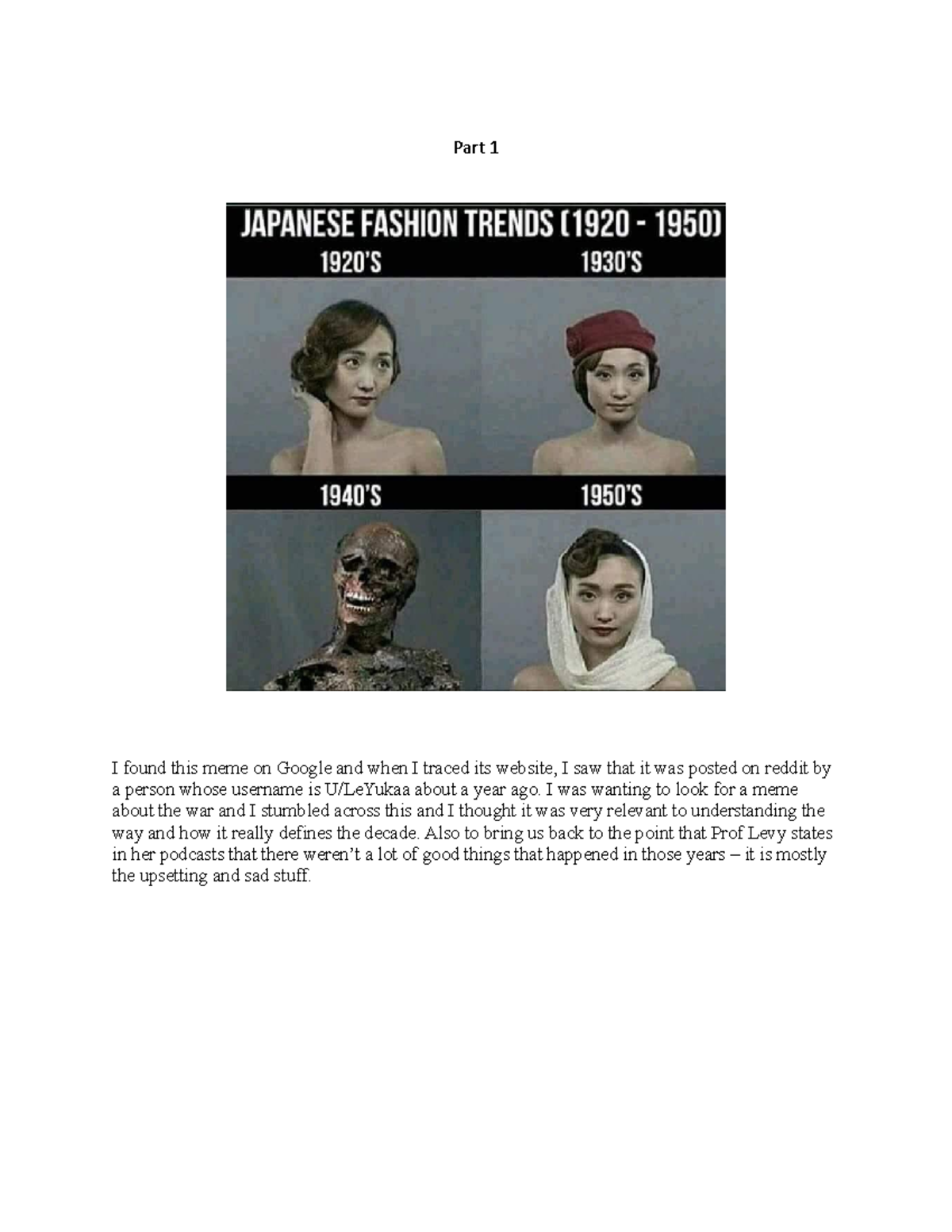 Fifth Decade - This class was based on world history, specifically ...