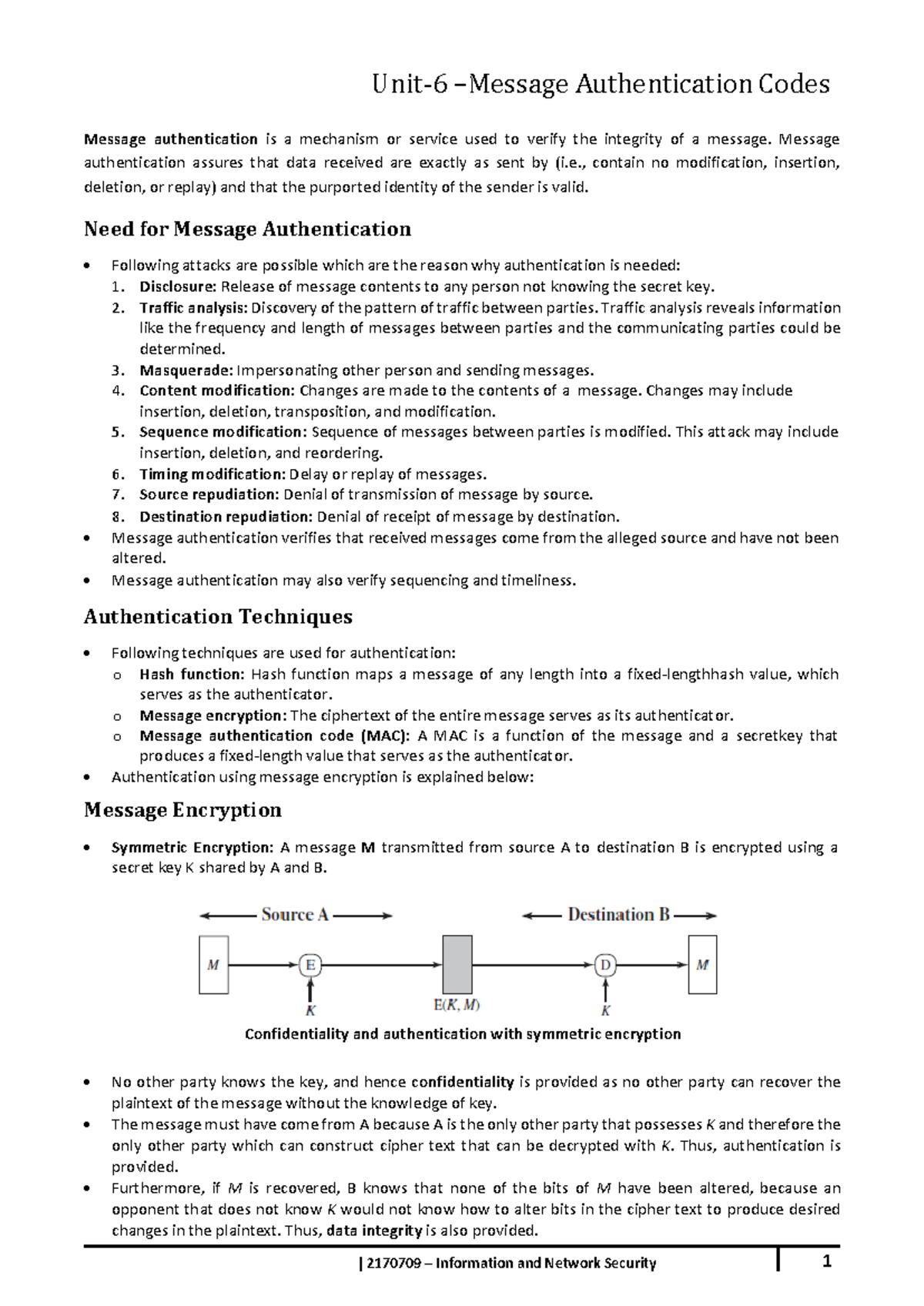 2170709 Information and Network Security-Notes PDF-Unit-6 - Message ...
