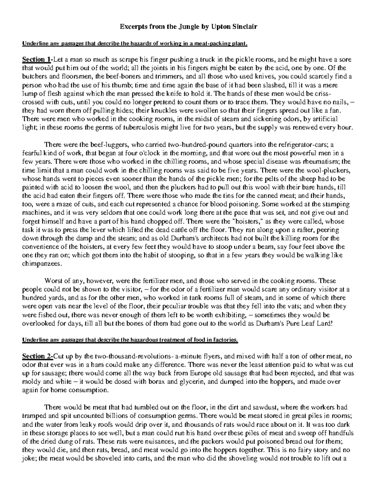 idkkkkkkkkkkkkkkkk - Excerpts from the Jungle by Upton Sinclair ...