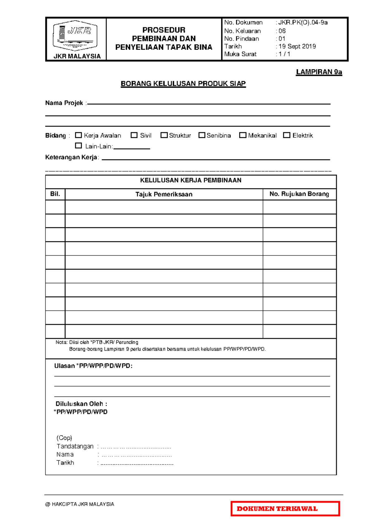 JKR - inspection list - JKR MALAYSIA PROSEDUR PEMBINAAN DAN PENYELIAAN ...