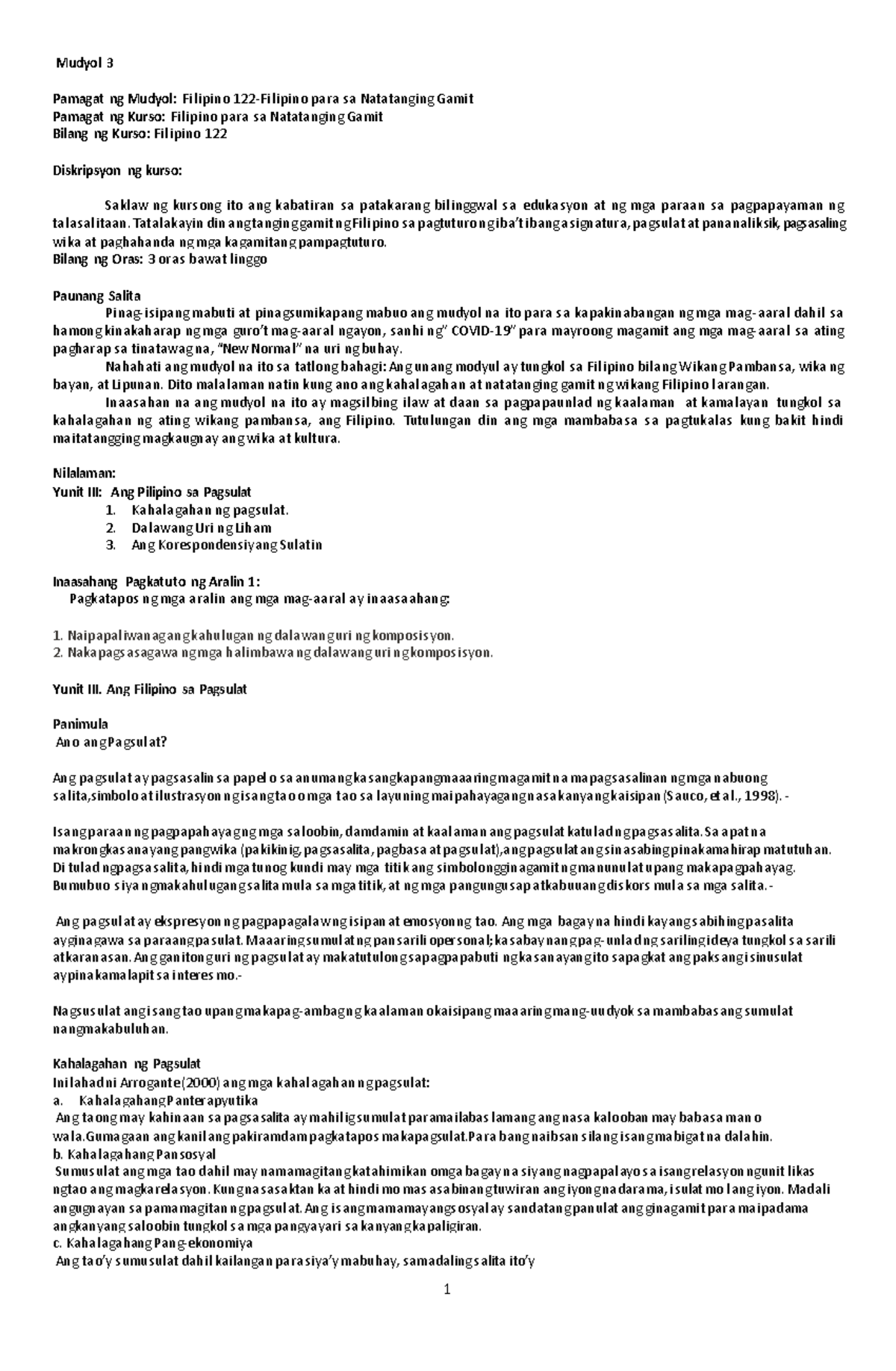 Mudyol 3 Fil 122 - it helps - Mudyol 3 Pamagat ng Mudyol: Filipino 122-Filipino para sa ...