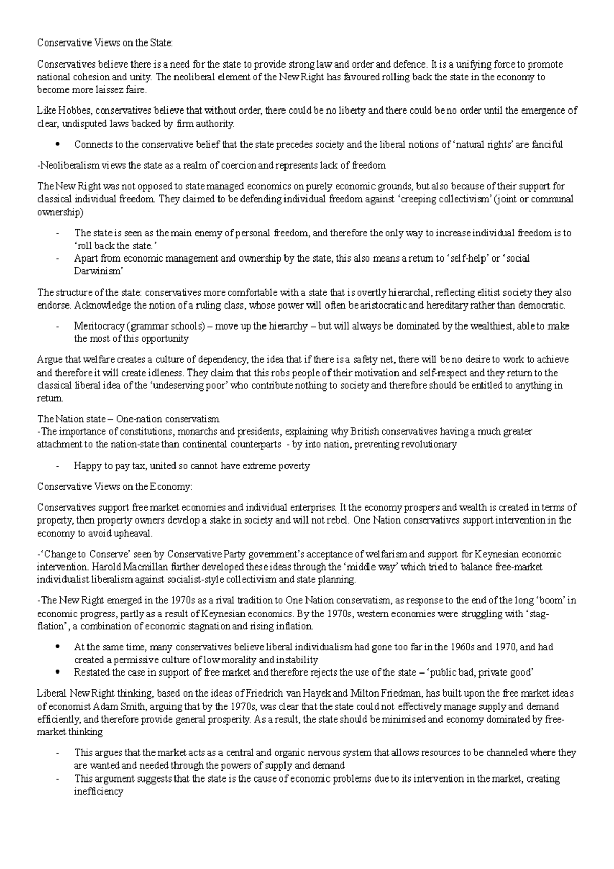 State and economy - Conservative Views on the State: Conservatives ...