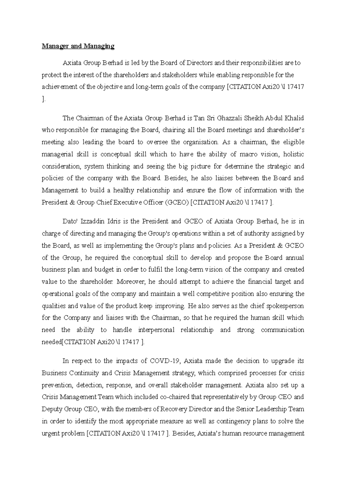 Manager and Managing - Part of the assignment of business organization and management - Manager ...