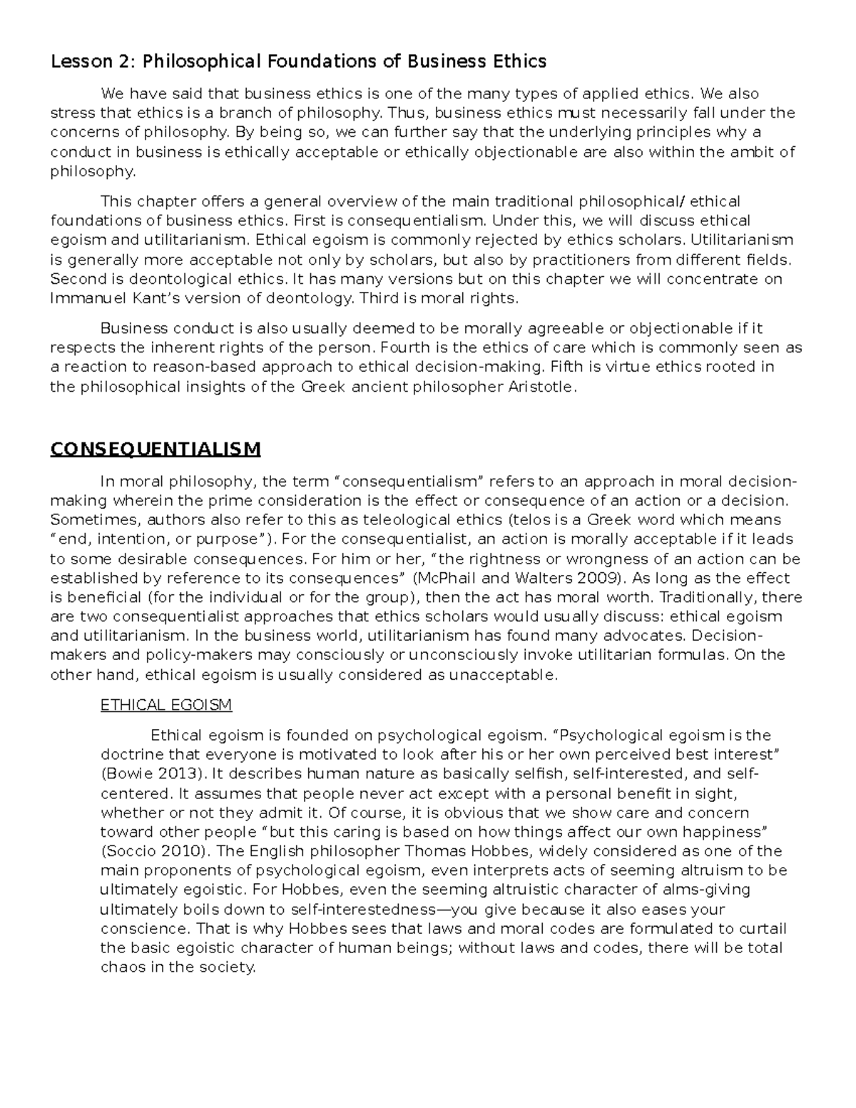 Besrnotes Sept 15 - N/A - Lesson 2: Philosophical Foundations of ...