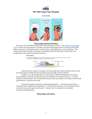 PSY 328 Project One - PSY 328 Project One Template For this project ...
