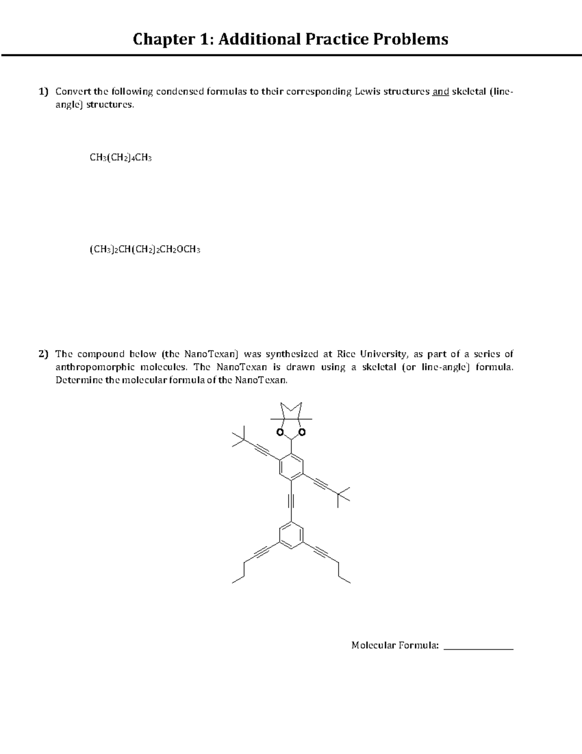 Chemistry 30A - Professor Reilly - Chapter 1 - Additional Practice Problems - Chapter 1 ...