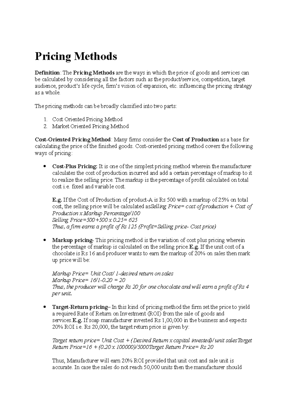 Pricing Methods - Managerial economics - Pricing Methods Definition ...