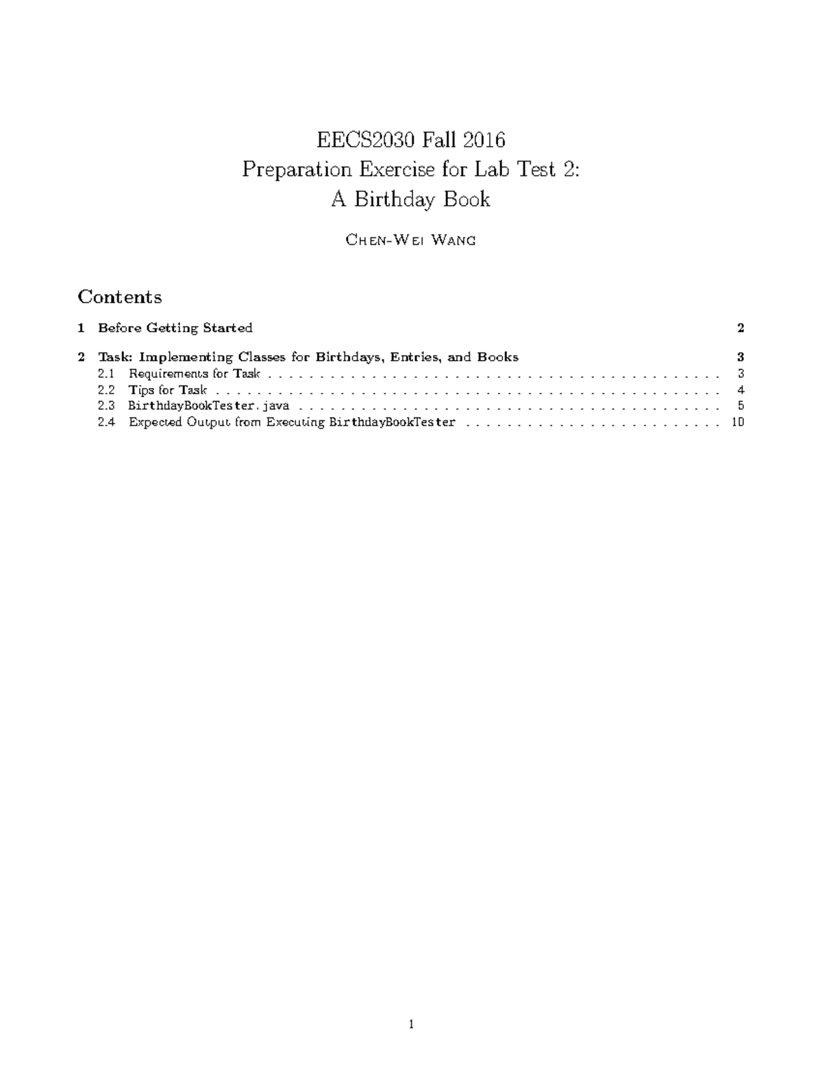 EECS2030 F17 Exercises 2 - EECS2030 Fall 2016 Preparation Exercise for ...