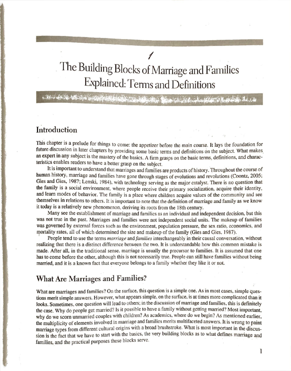 Chapter 1 - The Building Blocks of Marriage and Families Explained ...