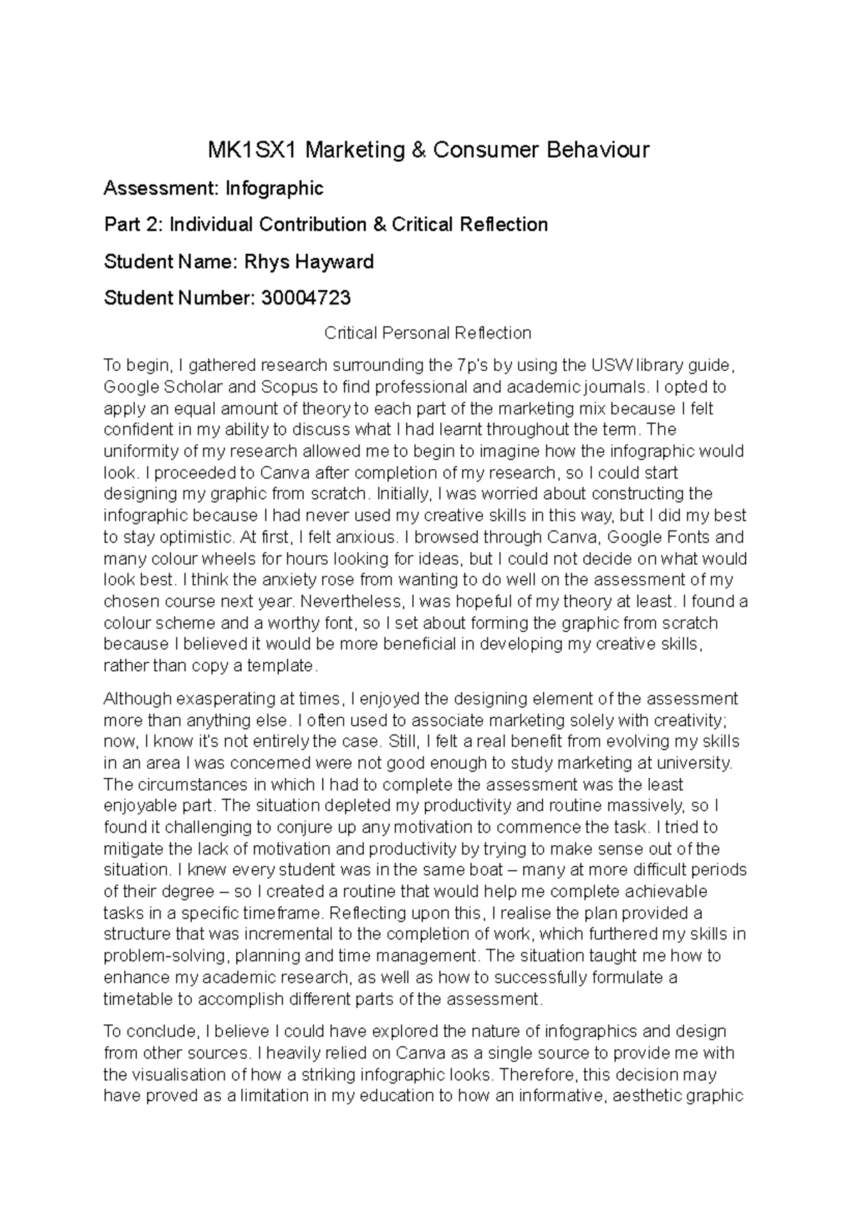 Marketing Consumer Behaviour Assessment: Infographic Part 2 - Studocu