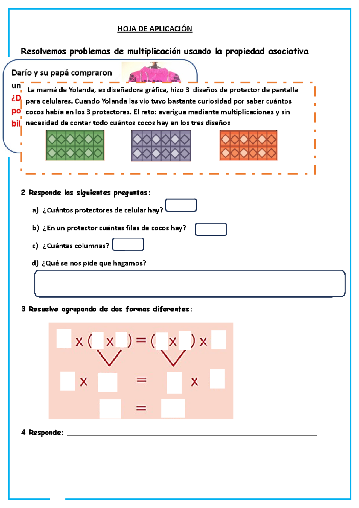Ficha DE Matematicas Propiedad Asociativa - Resolvemos problemas de ...