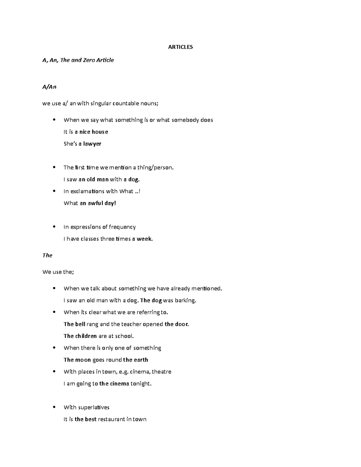 Articles ICT Assignment - ARTICLES A, An, The and Zero Article A/An we ...