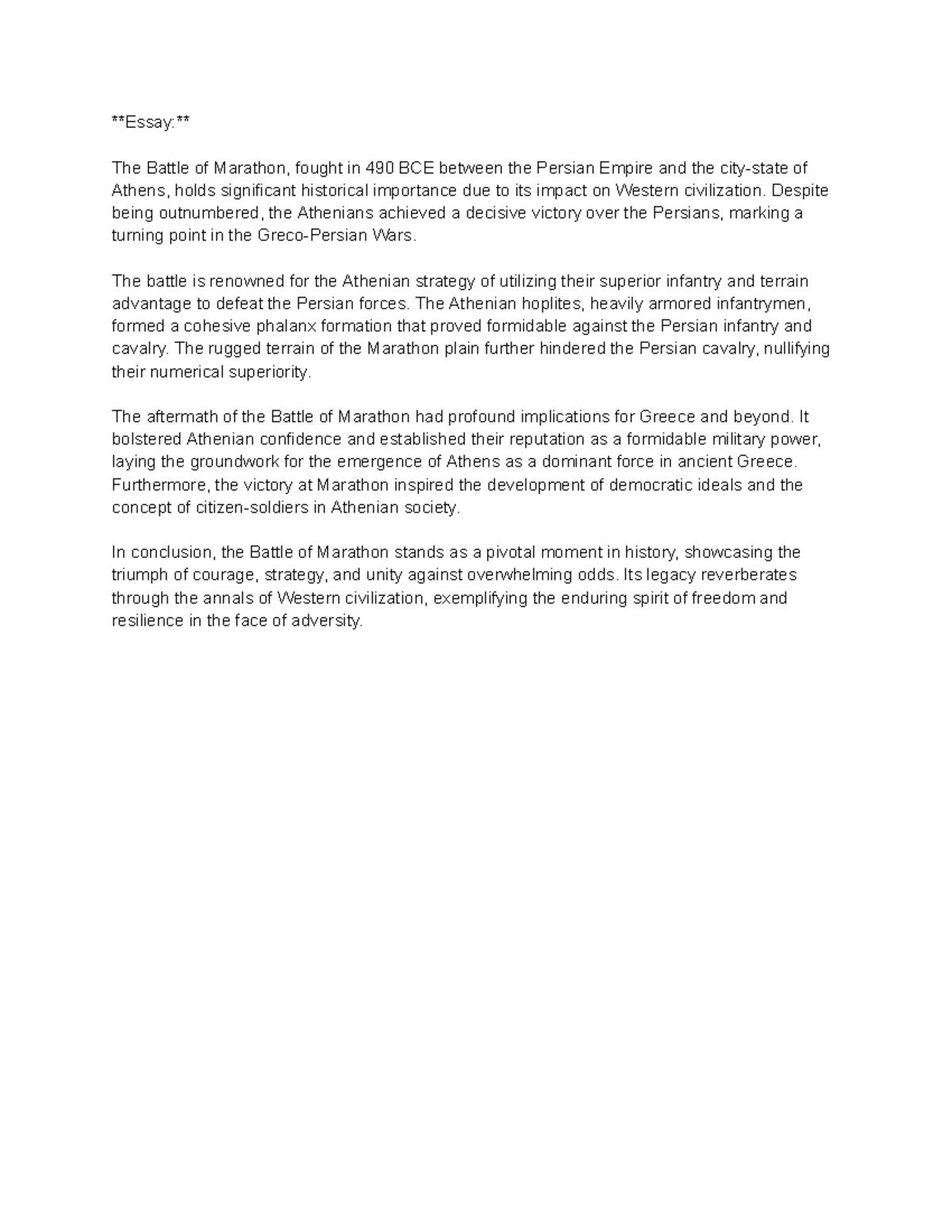 Untitled document - aaa - Essay: The Battle of Marathon, fought in 490 ...