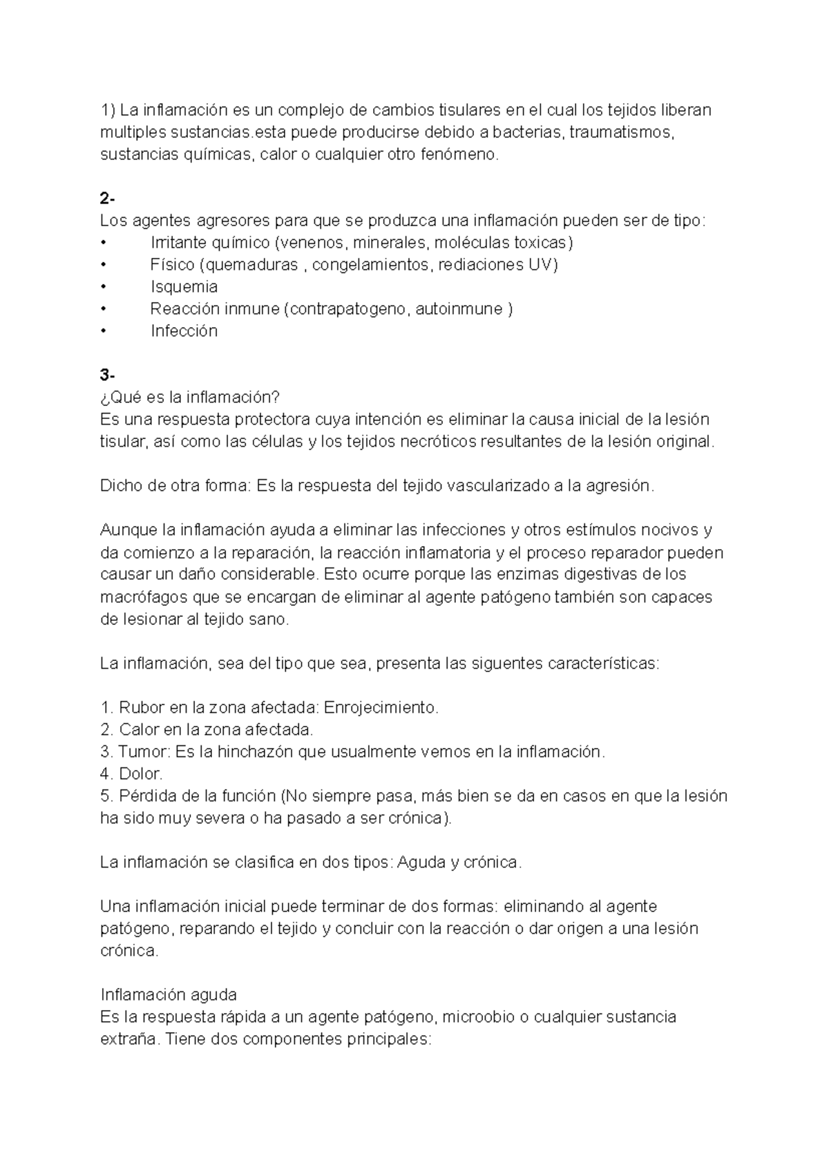 Actividad inflamacion - La inflamación es un complejo de cambios ...