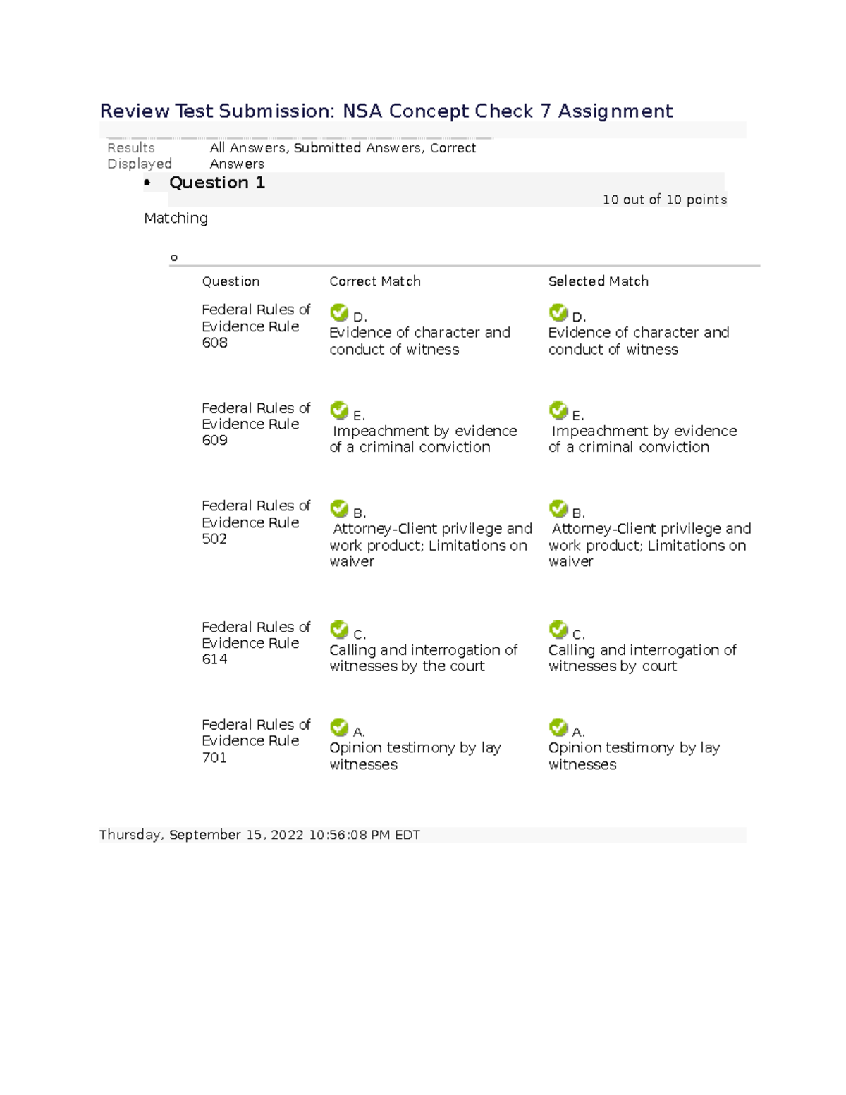 CNET 155 Quiz Forensic Rules and Law - Review Test Submission: NSA ...