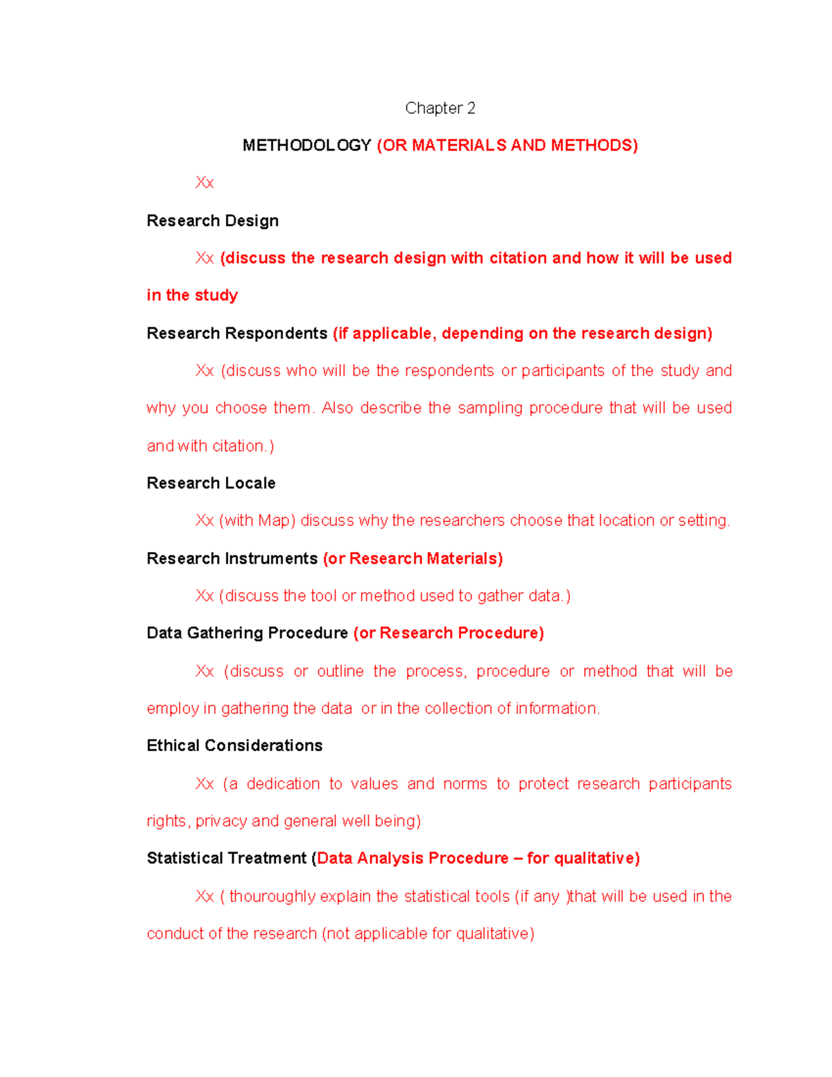 Guide Chapter 2 Methodology - Chapter 2 METHODOLOGY (OR MATERIALS AND ...