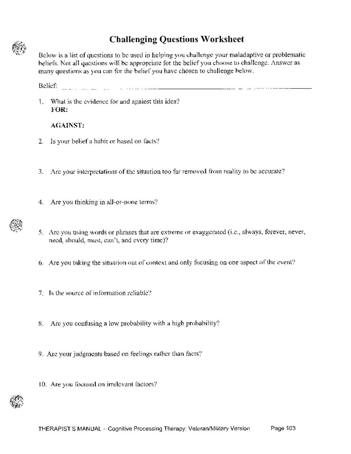 Challenging Questions Worksheet - COUC 504 - Studocu
