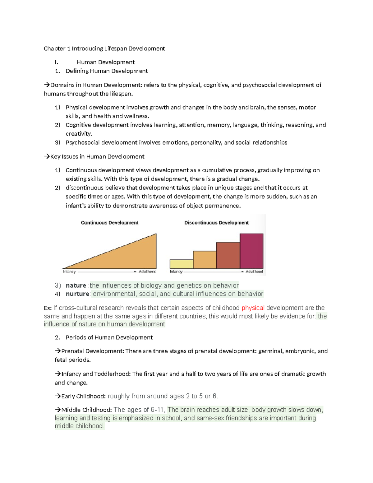 Notes - Chapter 1 Introducing Lifespan Development I. Human Development ...