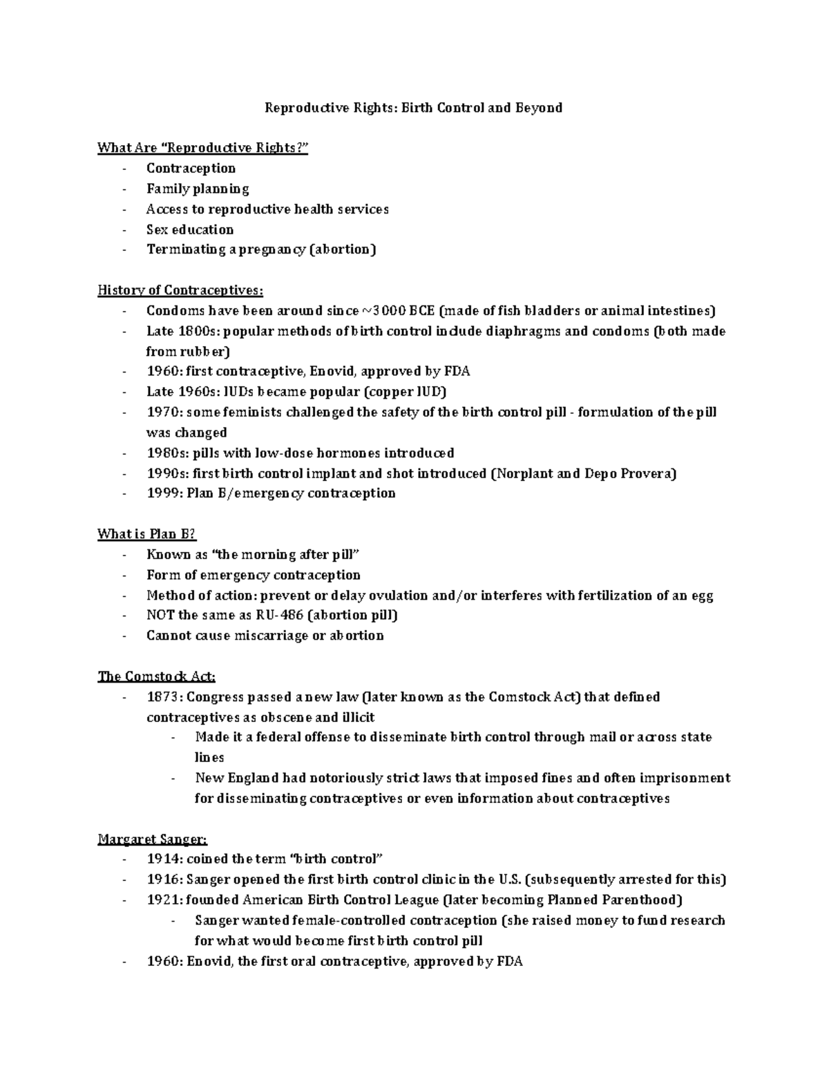 Reproductive Rights Pt. II - Reproductive Rights: Birth Control and ...