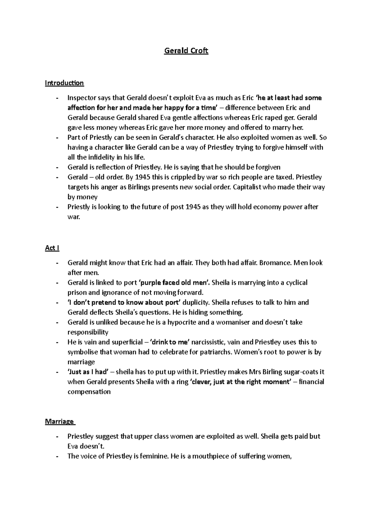 Gerald Croft - Gerald Crof Introduction Inspector says that Gerald ...