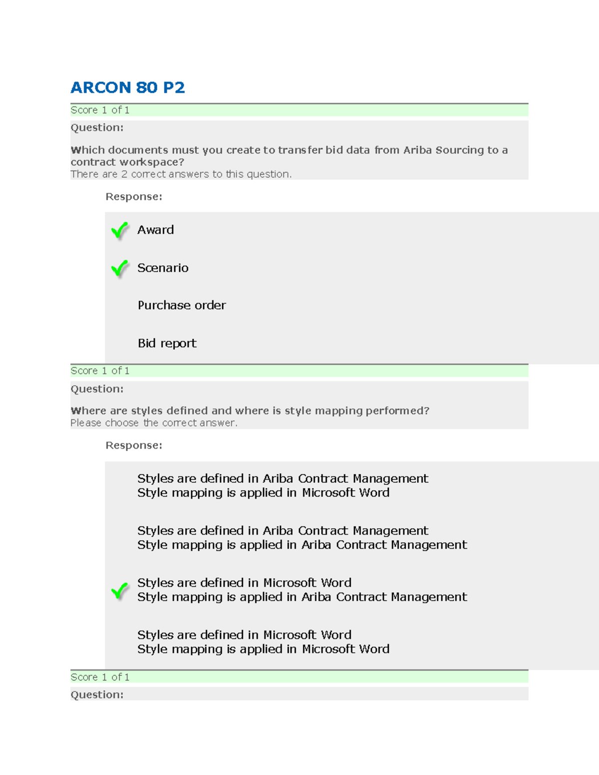 Arcon 80 P2 - sasa - ARCON 80 P Score 1 of 1 Question: Which documents ...