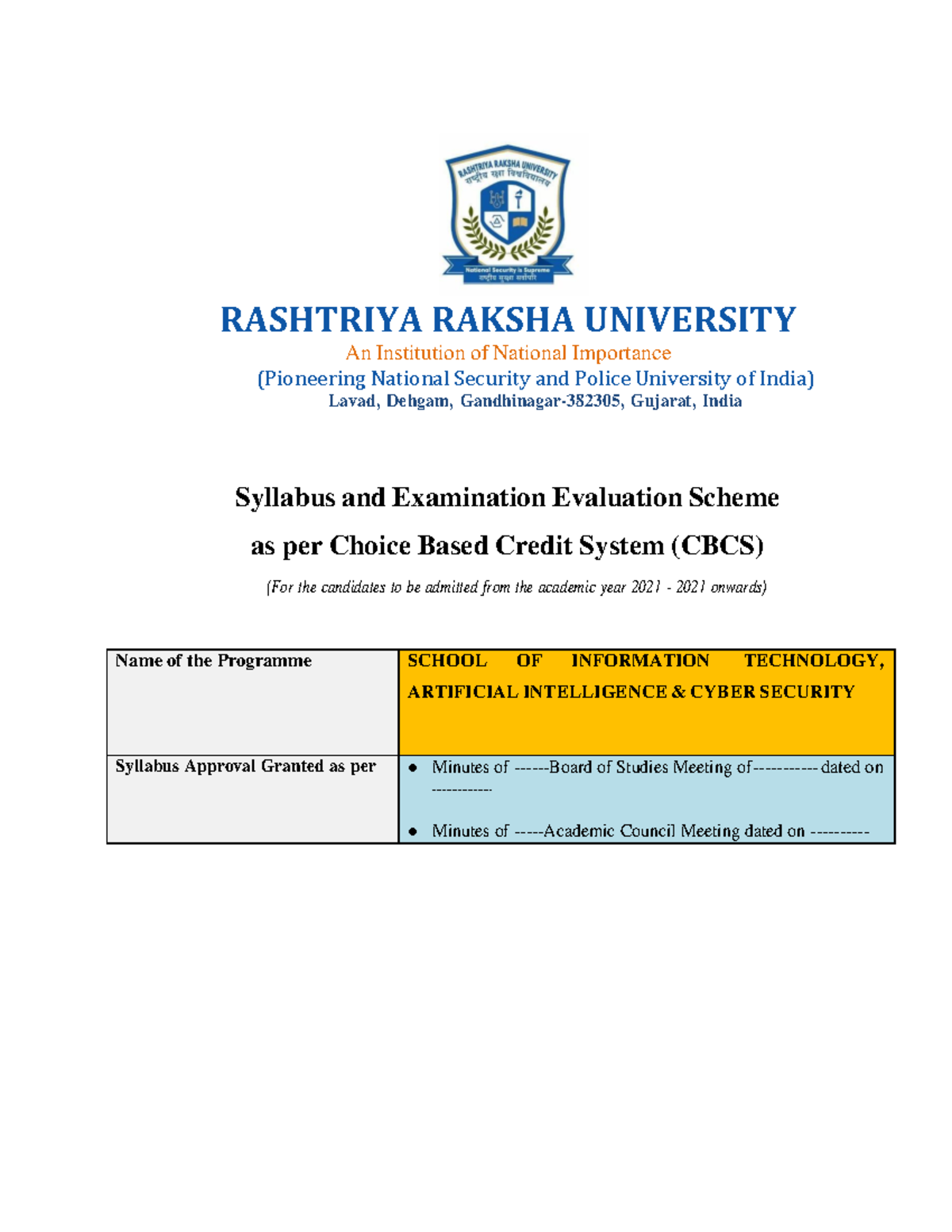 MTech Cyber Security Syllabus RRU - RASHTRIYA RAKSHA UNIVERSITY An ...
