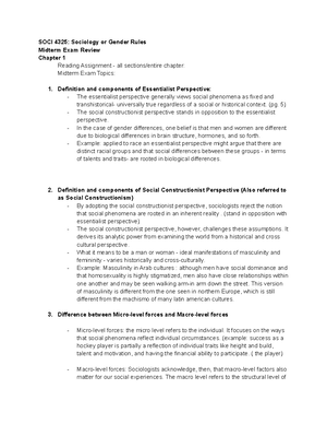 SOCI Final - SOCI 4325: Sociology of Gender Rules Final Exam Review ...