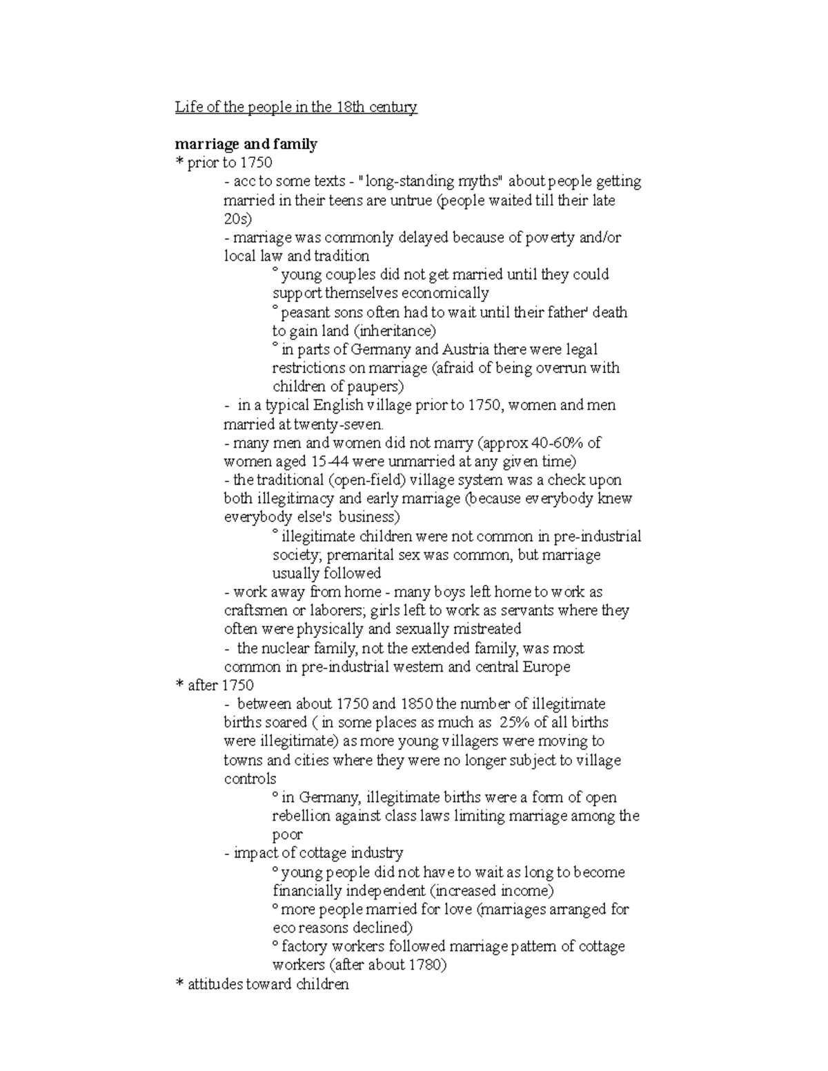 European History Lecture Notes no. 13 for Lectures 1 through 15 - Life ...