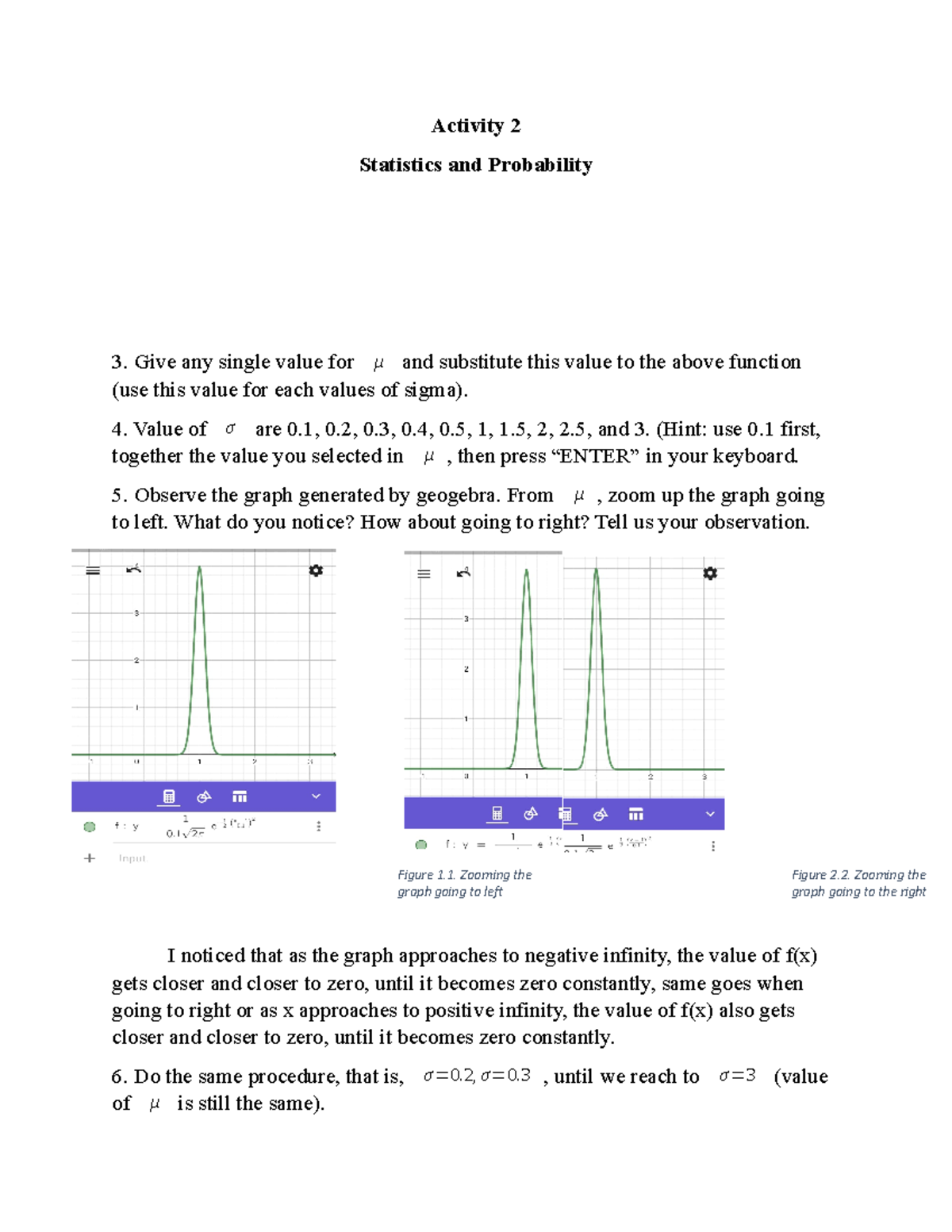Statistics sample activity 123 - Activity 2 Statistics and Probability ...