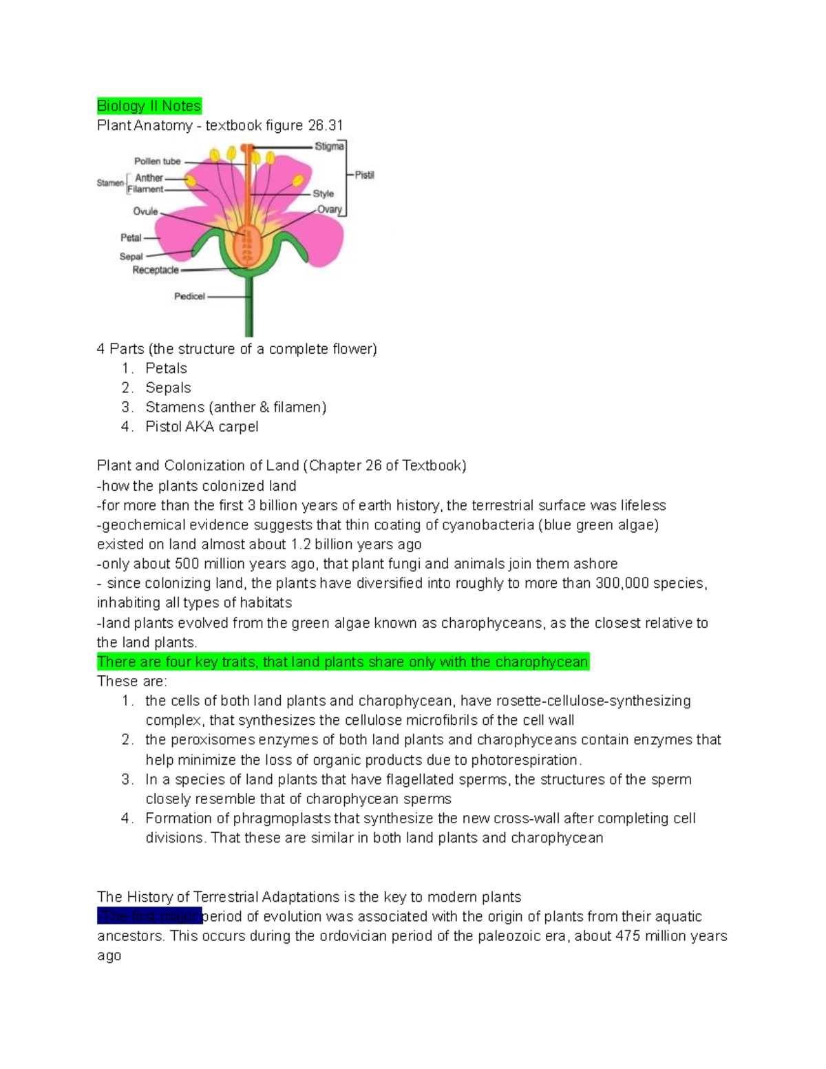Bio II Notes - BIOL-1507EL - Biology II - Laurentian - StuDocu