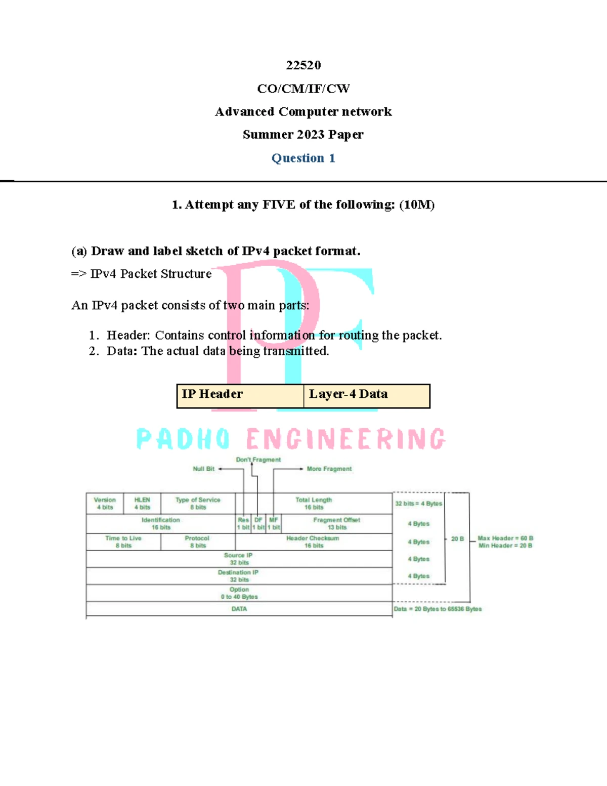 ACN Solved Que 3 Summer 2023 - 22520 CO/CM/IF/CW Advanced Computer ...