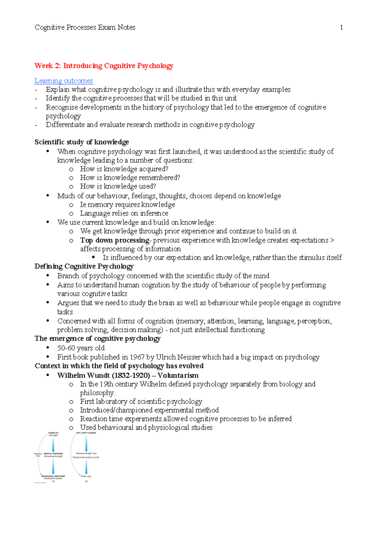 Cognitive Processes Lecture And Tutorial Notes Week 2 Introducing Cognitive Psychology