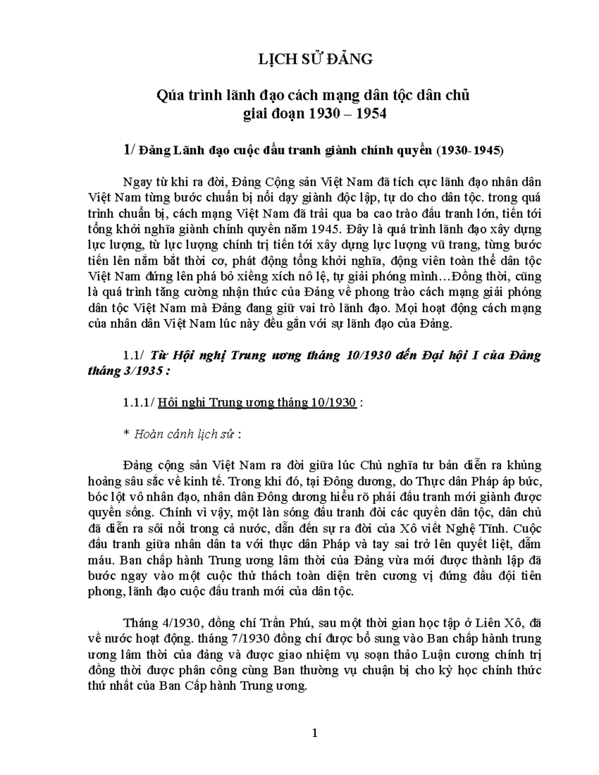 [123doc] - tieu-luan-lich-su-dang - LỊCH SỬ ĐẢNG Qúa trình lãnh đạo cách mạng dân tộc dân chủ ...