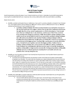 SNHU 107 Module Three Activity - Part 1 1. Identify the SNHU resources ...