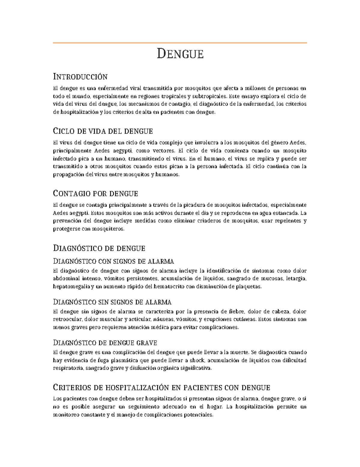 Dengue resumen abp - DENGUE INTRODUCCIÓN El dengue es una enfermedad ...