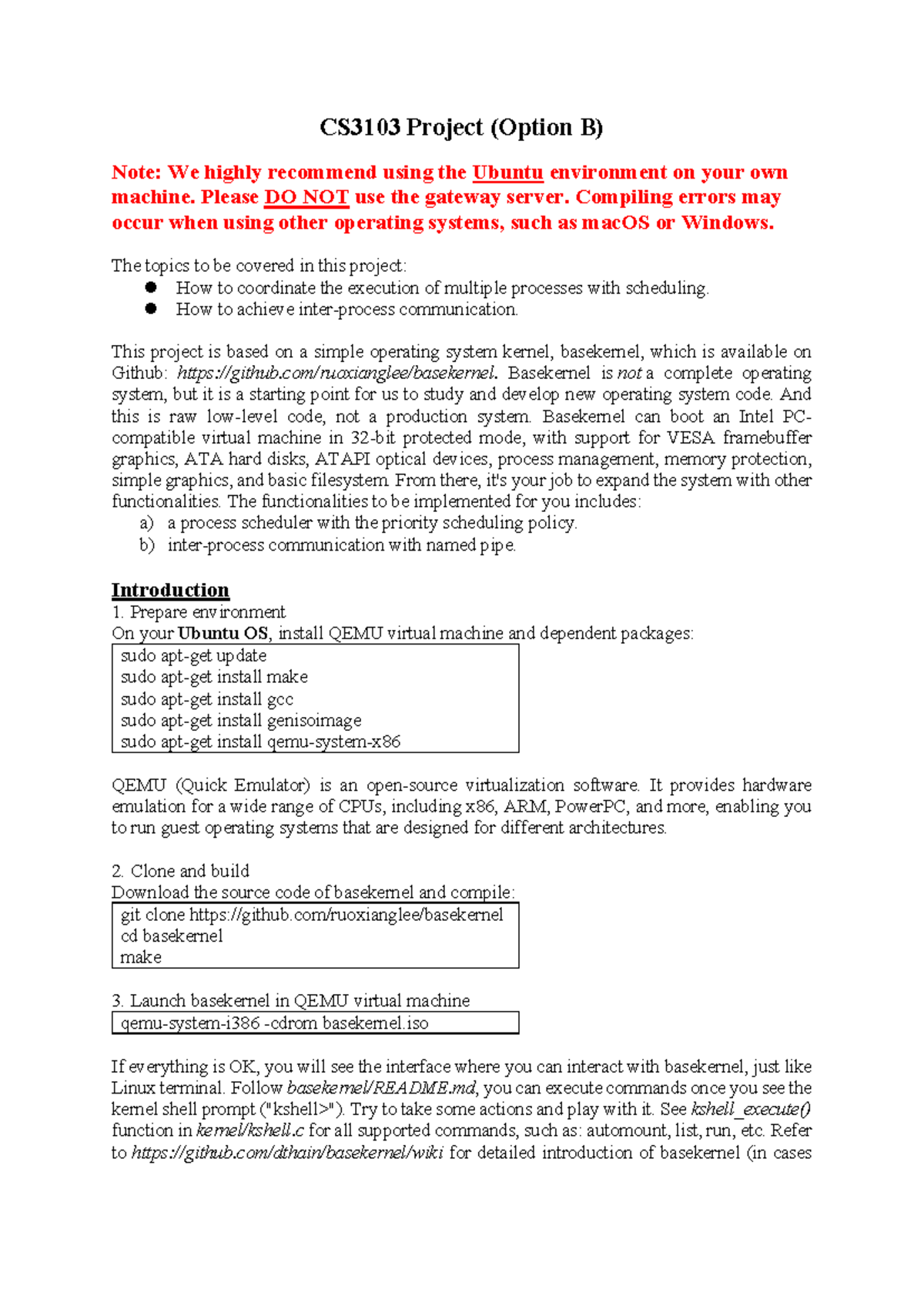 Cs3103-project-B - asm - CS3103 Project (Option B) Note: We highly recommend using the Ubuntu ...