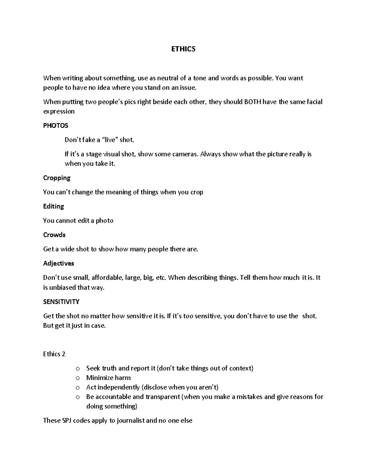 Multi Media Bootcamp Ethics - ETHICS When writing about something, use ...