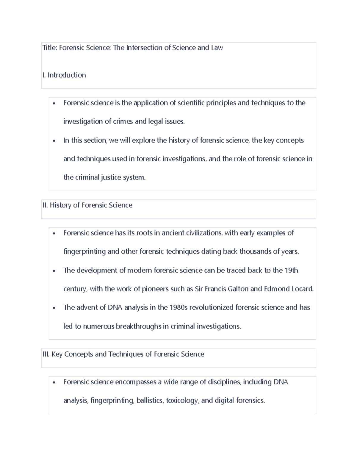 Forensic Science Notes - Title: Forensic Science: The Intersection of ...