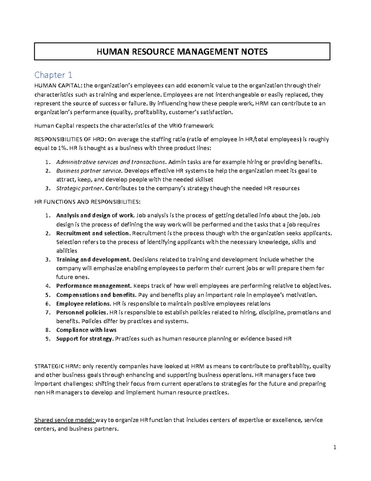 Human Resource Management Notes - HUMAN RESOURCE MANAGEMENT NOTES ...