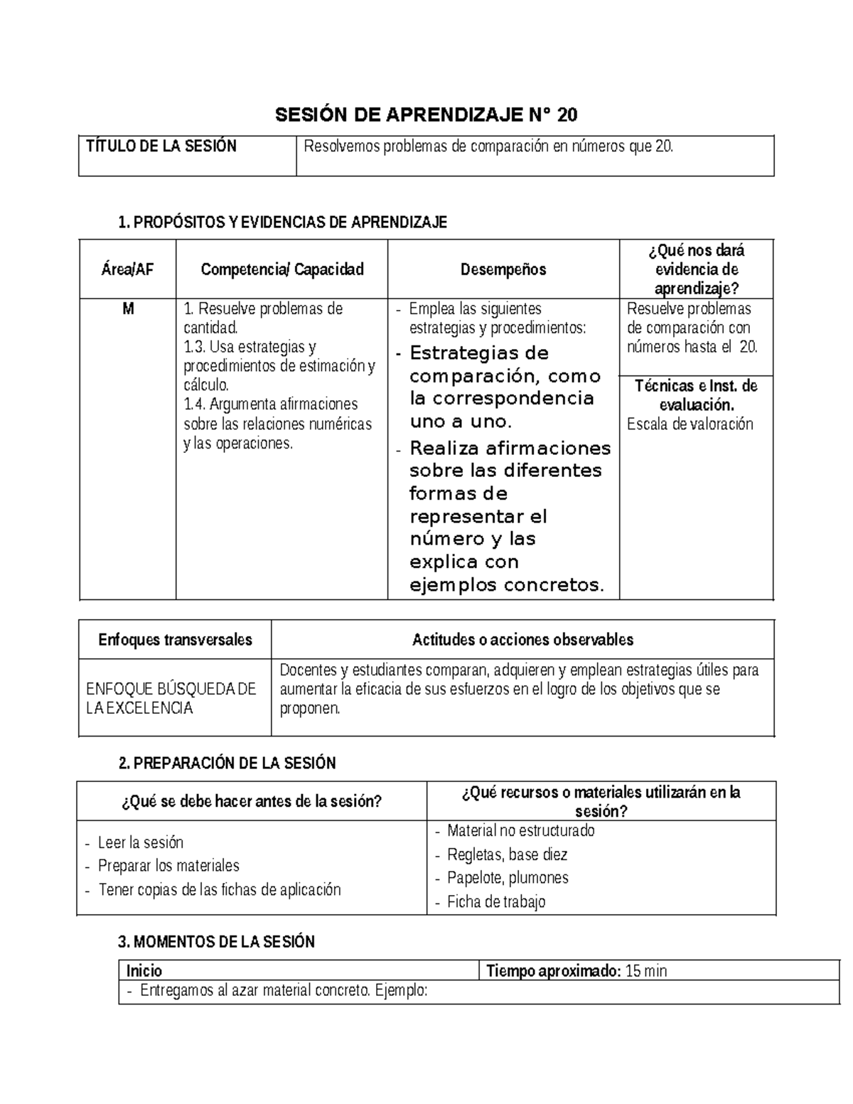 Sesión DE Aprendizaje Comparamos Y Ordenamos Numeros Naturales - MAT - SESIÓN DE APRENDIZAJE N ...
