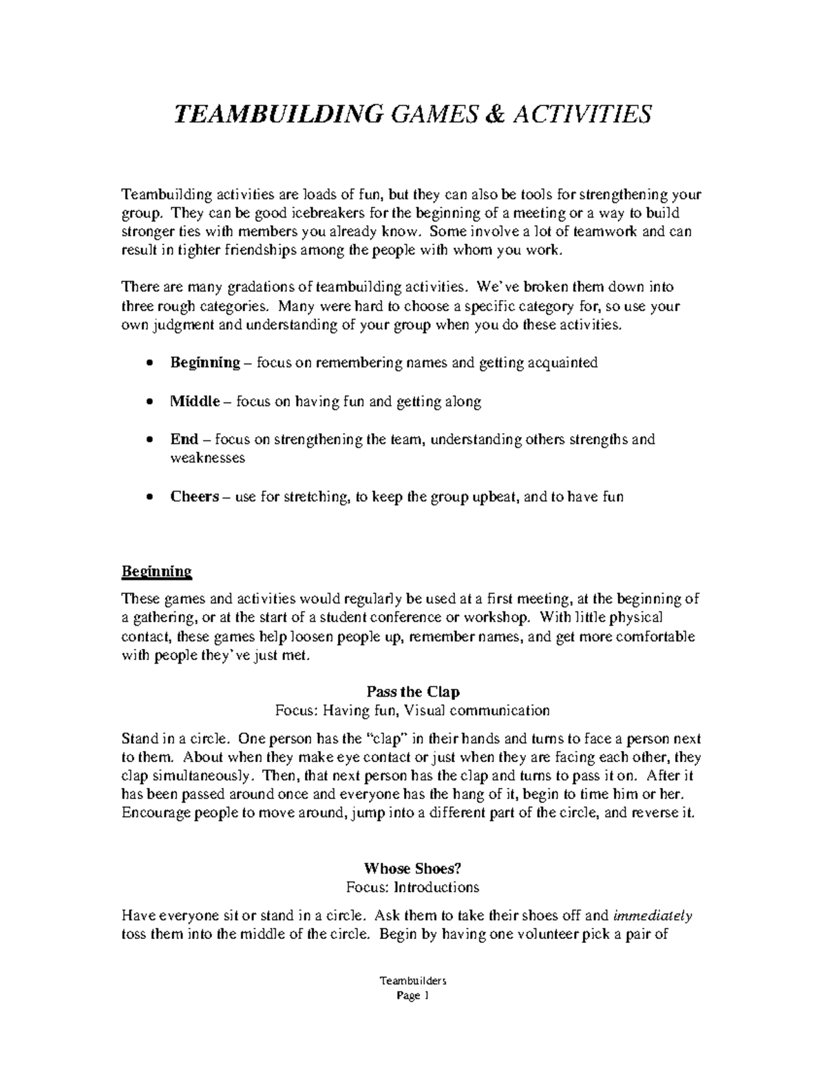 Teambuildinggames - Guide for Teambuilding activities - Teambuilders ...