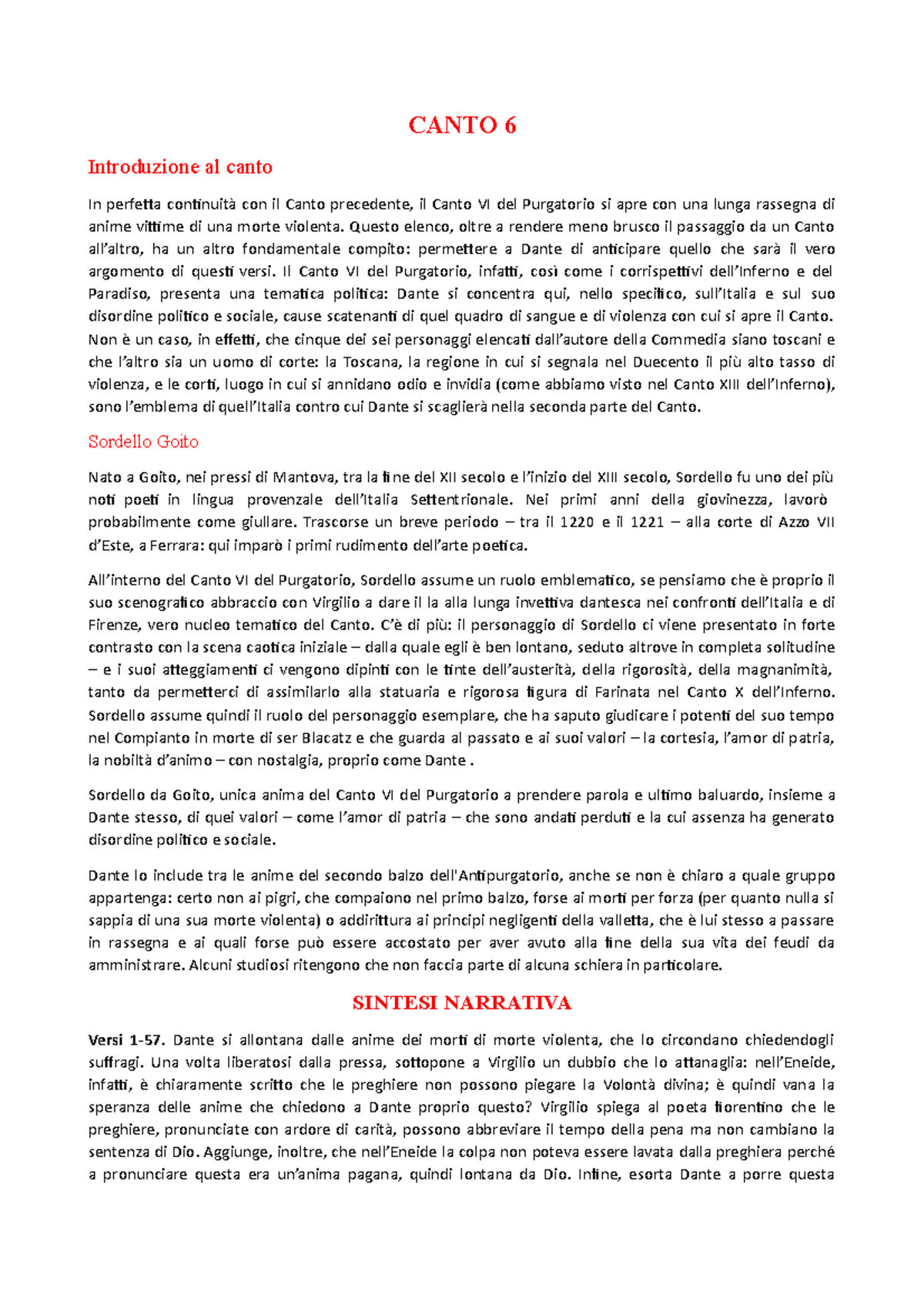 Canto 6 - CANTO 6 Introduzione al canto In perfetta continuità con il ...