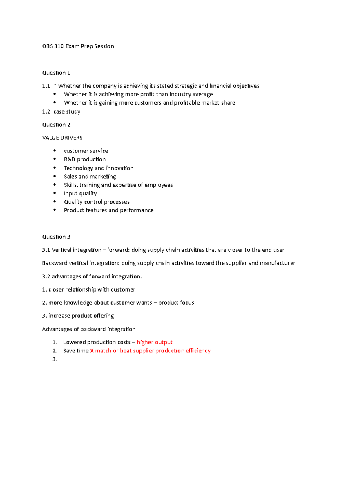 OBS 310 Exam Prep Session - OBS 310 Exam Prep Session Question 1 1 ...