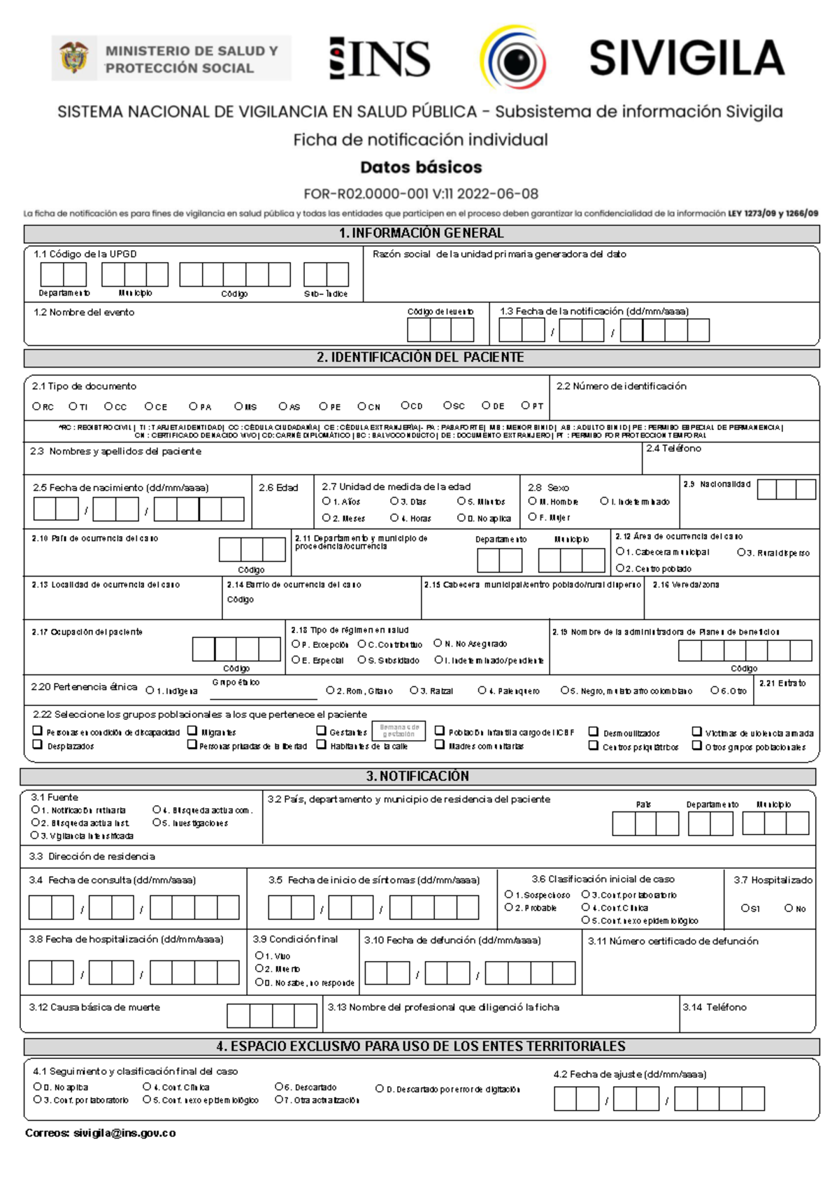 Ficha tbc - tyt - 1. INFORMACIÓN GENERAL 1 Código de la UPGD Departamento Municipio Código Sub ...