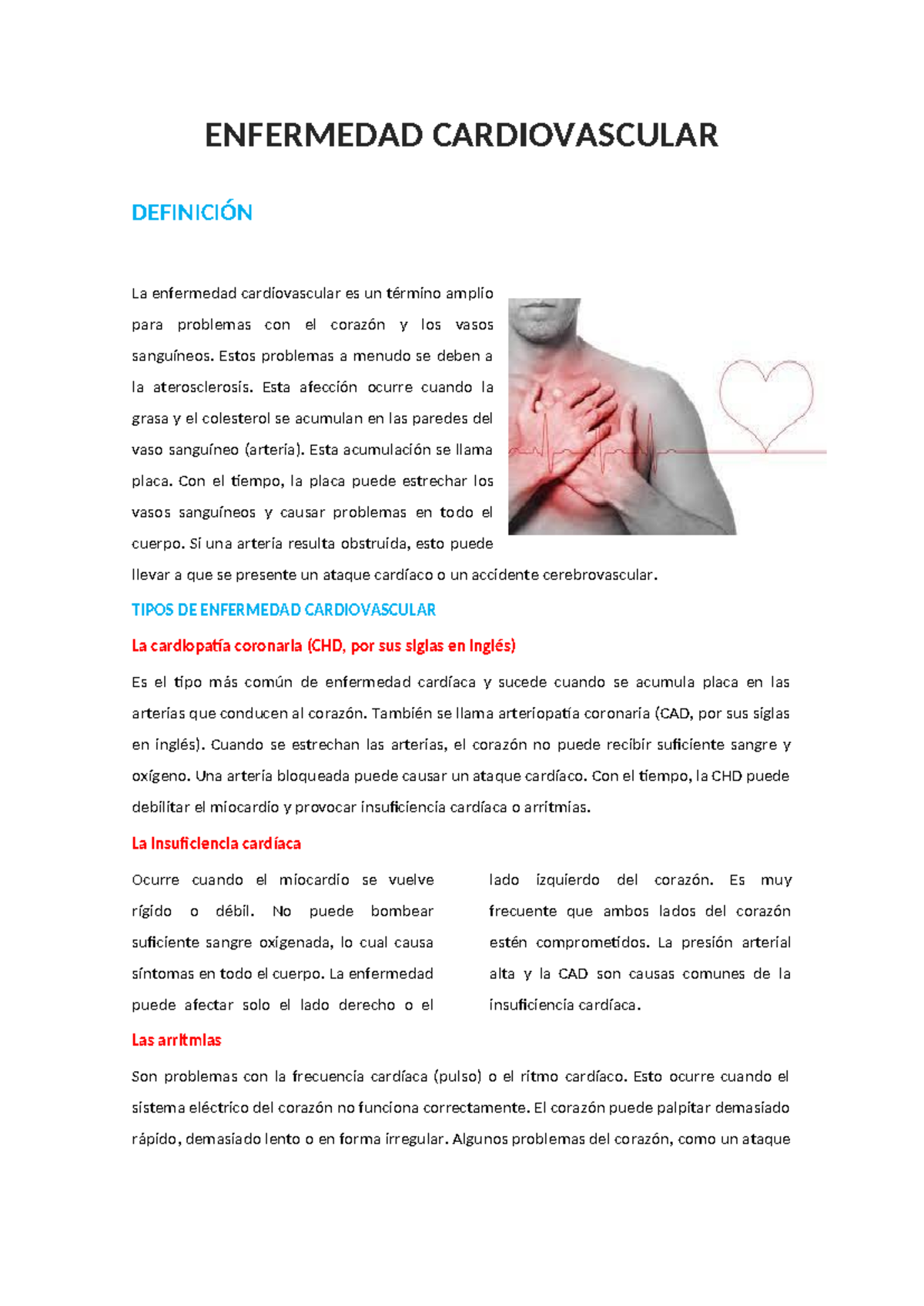 Recurso TEMA-3 - ENFERMEDAD CARDIOVASCULAR DEFINICIÓN La enfermedad ...