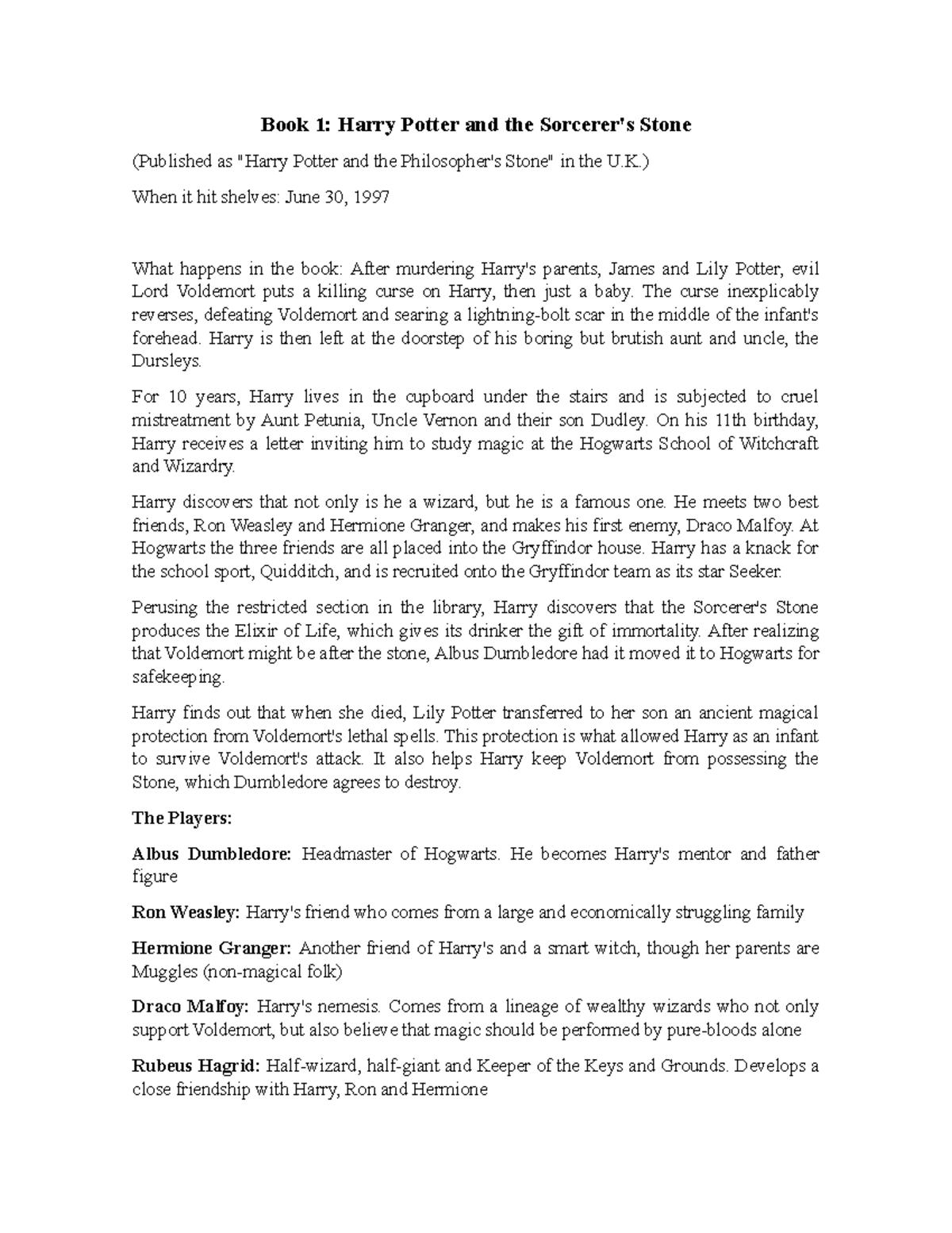 Book 1 Harry Potter - literatura - Book 1: Harry Potter and the ...